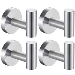 homagic bath towel hooks robe hook holder wall mount heavy duty wall hooks sus 304 stainless steel coat hook closet door for bathroom bedroom hotel kitchen garage pool 4 pack (brushed nickel)