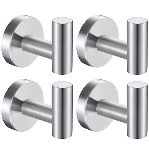 Homagic Bath Towel Hooks Robe Hook Holder Wall Mount Heavy Duty Wall Hooks SUS 304 Stainless Steel Coat Hook Closet Door for Bathroom Bedroom Hotel Kitchen Garage Pool 4 Pack (Brushed Nickel)