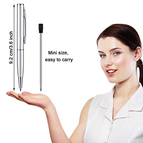 Outus 10 Pieces Mini Metal Pens Rotatable Miniature Pen Small Pocket Size Pens with 10 Replacement Pen Refills for Signature Calligraphy Executive Business, Passport (Silver)