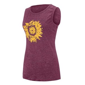 BPSZD Womens Sunflower Pattern Loose Ladies Summer Round Neck Sleeveless T-Shirt