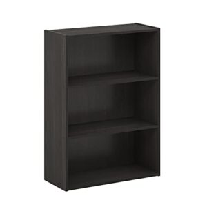 Furinno Pasir 3-Tier Open Shelf Bookcase, Espresso & Pasir 4-Tier Bookcase/Bookshelf/Storage Shelves, Espresso