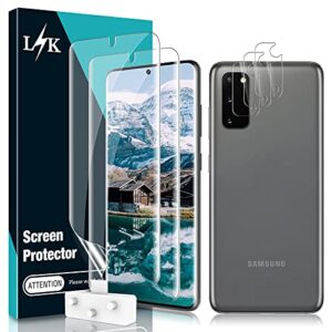 [2+3 pack] lϟk designed for samsung galaxy s20 2 pack screen protector & 3 pack camera lens protector, alignment frame high definition clear flexible tpu film