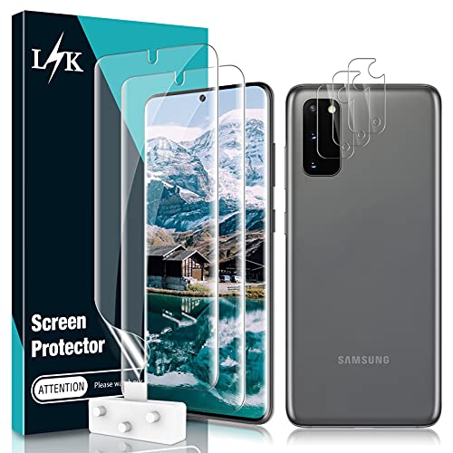 [2+3 Pack] LϟK Designed for Samsung Galaxy S20 2 Pack Screen Protector & 3 Pack Camera Lens Protector, Alignment Frame High Definition Clear Flexible TPU Film