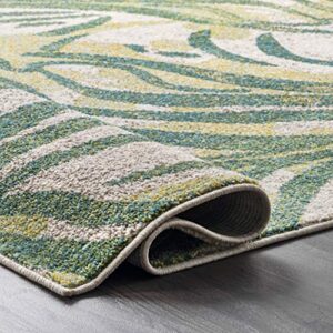 nuLOOM Cali Abstract Leaves Area Rug, 5' 3" x 7' 7", Green