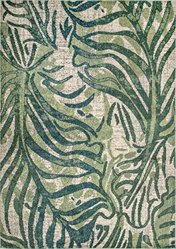 nuLOOM Cali Abstract Leaves Area Rug, 5' 3" x 7' 7", Green