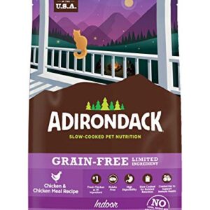 Adirondack Cat Food Made in USA [Limited Ingredient Grain Free Cat Food], Indoor Cat Food Dry, Chicken and Chicken Meal Recipe, 11 lb. Bag