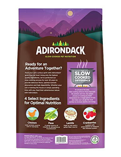 Adirondack Cat Food Made in USA [Limited Ingredient Grain Free Cat Food], Indoor Cat Food Dry, Chicken and Chicken Meal Recipe, 11 lb. Bag