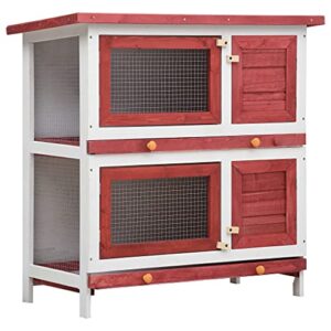 vidaxl outdoor rabbit hutch 4 doors red wood