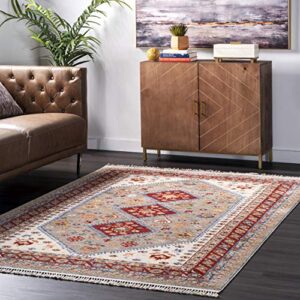 nuloom romee medallion tasseled area rug, 3' x 5', beige