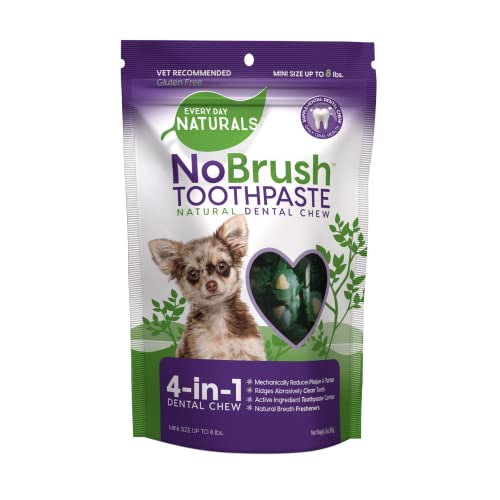 Every Day Naturals Dog Dental Chew, NoBrush Toothpaste for Mini Breeds, 3 oz Bag