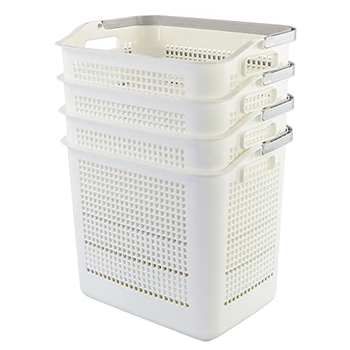 Neadas 42 L Plastic Laundry Hamper with Handle, Large Plastic Storage Basket, 4 Pack