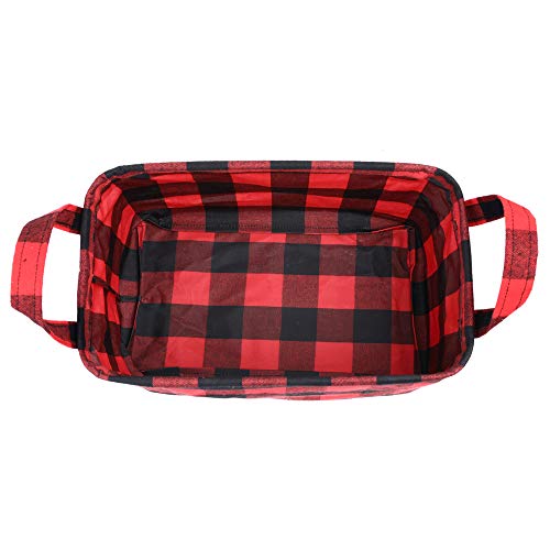 3 Pack Storage Basket Set Buffalo Plaid Shelf Basket Decorative Organizing Baskets for Toys, Clothes, Nursery, Closet, Home, Office, Red Black Grid