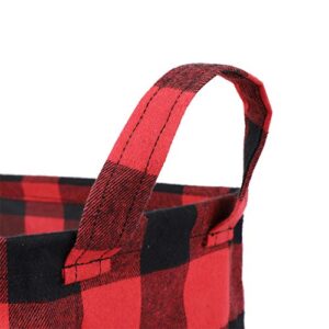 3 Pack Storage Basket Set Buffalo Plaid Shelf Basket Decorative Organizing Baskets for Toys, Clothes, Nursery, Closet, Home, Office, Red Black Grid