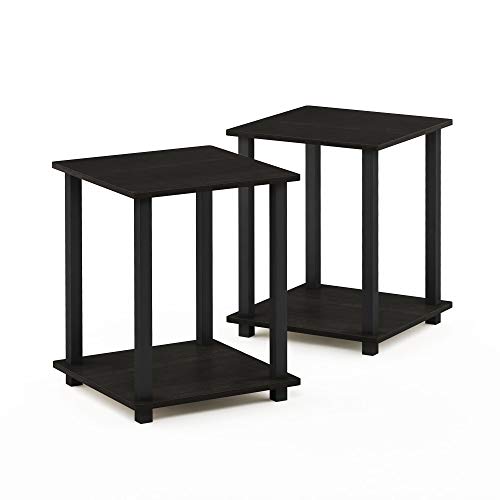 Furinno Jaya Simple Home 3-Tier Adjustable Shelf Bookcase, Black & Simplistic End Table, Espresso/Black