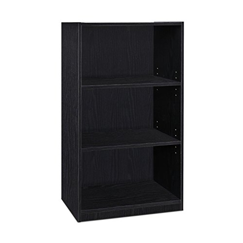 Furinno Jaya Simple Home 3-Tier Adjustable Shelf Bookcase, Black & Simplistic End Table, Espresso/Black