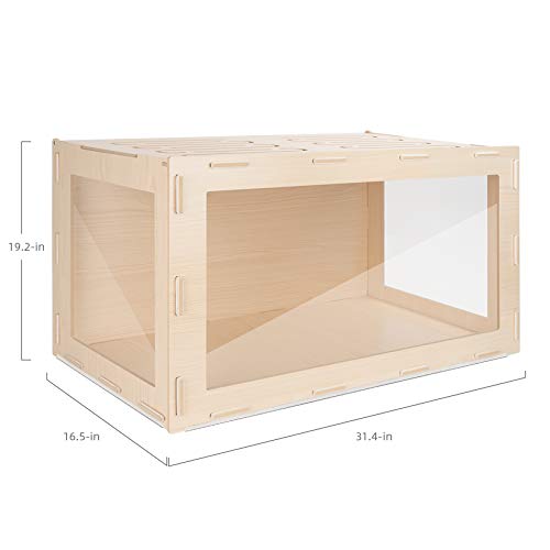 Niteangel Bigger World - MDF Aspen Terrarium for Hamster Gerbils Mice Lemming Degus or Other Small-Sized Pets(30 x 15 x 17.7 inches, Burlywood)