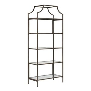 sauder international lux 5-shelf metal & glass display bookcase, bronze finish