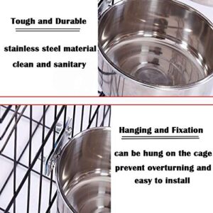 Stainless Steel Hanging Pet Bowls, Dog Crate Food and Water Bowl Metal Coop Cups with Clamp Holder, Detached Dog Cat Cage Kennel Bowl Feeder Dish for Dogs Cats Birds Ferret Rabbit and Small Animals