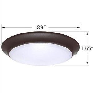 GRUENLICH LED Flush Mount Ceiling Lighting Fixture, 9 Inch Dimmable 15.5W, 1050 Lumen, Aluminum Housing Plus PC Cover, ETL and Damp Location Rated, 2-Pack, Bronze Finish-3000K