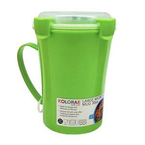 (6 COUNT) KOLORAE LARGE 30 OZ SOUP MUG- COLORFUL, MICROWAVE SOUP MUGS WITH LEAK PROOF DESIGN AND SECURE SNAP VENTED LIDS-1 OF EACH COLOR PICTURED, PLUS AN ADDITIONAL BLUE AND GREEN MUG!