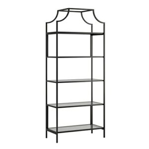 sauder harvey park bookcase, l: 30.00" x w: 14.49" x h: 70.87", black finish