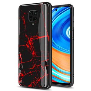 gorgcase for redmi note 9s case, xiaomi redmi note 9 pro/note 9 pro max, slim fashion graphic imd design anti-scratch armor cute teen man girls women drop protective cover marble red black