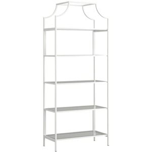 sauder anda norr 5 shelf metal framed glass bookcase in flat white