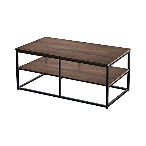 Coral Flower Modern Simple Study 47'' Industrial Office Desk for Home Office and Dining Room, Rustic Brown with black frame