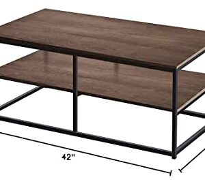 Coral Flower Modern Simple Study 47'' Industrial Office Desk for Home Office and Dining Room, Rustic Brown with black frame