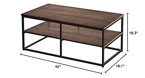 Coral Flower Modern Simple Study 47'' Industrial Office Desk for Home Office and Dining Room, Rustic Brown with black frame