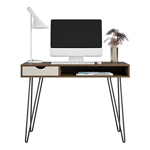 Novogratz Concord Computer Desk with Storage, Brown Oak/Gray