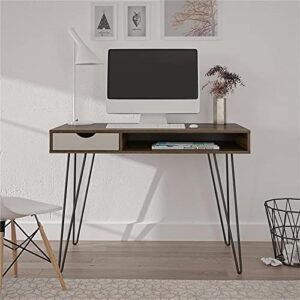 Novogratz Concord Computer Desk with Storage, Brown Oak/Gray