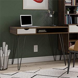 Novogratz Concord Computer Desk with Storage, Brown Oak/Gray