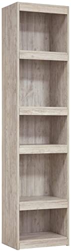 Signature Design by Ashley Willowton Coastal Entertainment Center Pier Bookcase with 3 Adjustable Shelves, Whitewash