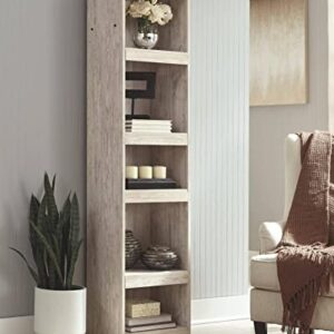 Signature Design by Ashley Willowton Coastal Entertainment Center Pier Bookcase with 3 Adjustable Shelves, Whitewash