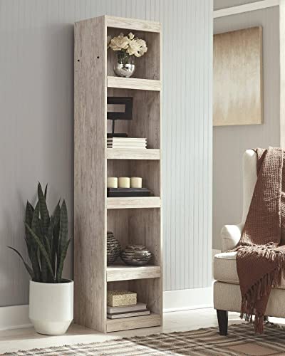 Signature Design by Ashley Willowton Coastal Entertainment Center Pier Bookcase with 3 Adjustable Shelves, Whitewash