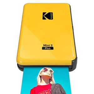 kodak all-new mini 2 plus bluetooth portable photo printer with 4pass technology - yellow