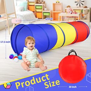 PigPigPen Kids Tunnel for Toddlers, Pop Up Play Tunnel Tent for Babies or Dogs, Indoor & Outdoor Toys for Kids Backyard Playset. (Red,Yellow,Blue Play Tent)