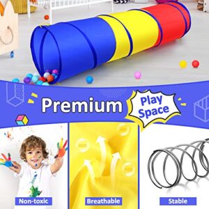 PigPigPen Kids Tunnel for Toddlers, Pop Up Play Tunnel Tent for Babies or Dogs, Indoor & Outdoor Toys for Kids Backyard Playset. (Red,Yellow,Blue Play Tent)