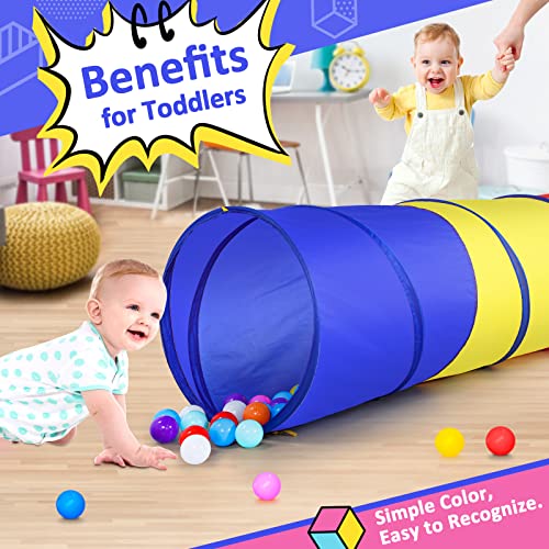 PigPigPen Kids Tunnel for Toddlers, Pop Up Play Tunnel Tent for Babies or Dogs, Indoor & Outdoor Toys for Kids Backyard Playset. (Red,Yellow,Blue Play Tent)