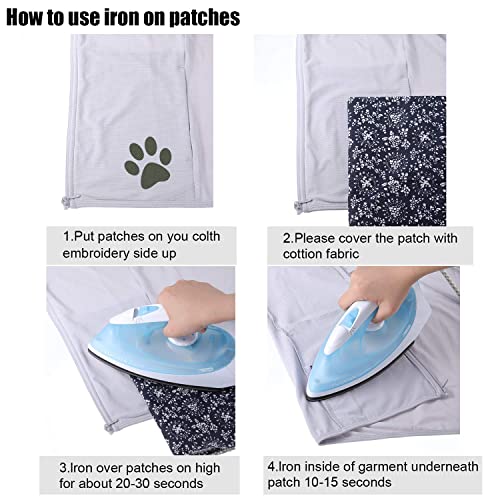 30 Pieces Iron on Fabric Patches Fabric Repair Patches Twill Clothing Repair Patch Kit for Jacket Clothes, 3 Sizes, 5 Colors (Coffee, Black, Dark Green, Beige, Gray)