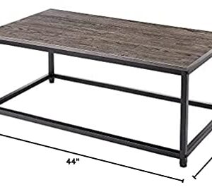 AZL1 Life Concept Coffee Table with Metal Frame,Clean, contemporary design meets rustic industrial style，for living room, office, Dark Brown/Black