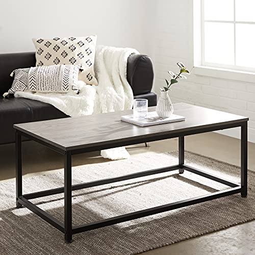 AZL1 Life Concept Coffee Table with Metal Frame,Clean, contemporary design meets rustic industrial style，for living room, office, Dark Brown/Black