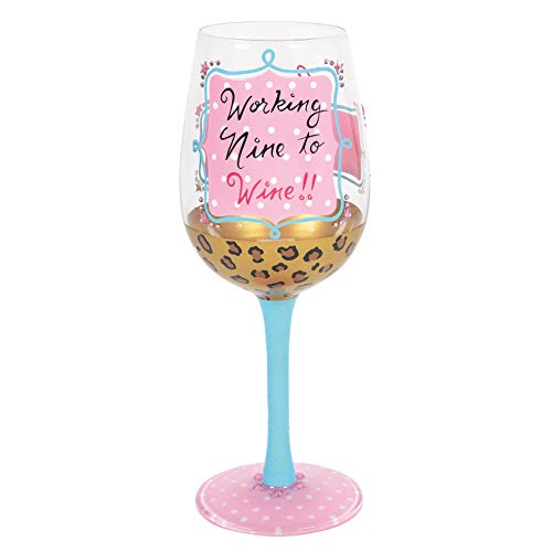 Enesco Designs by Lolita Lady Boss Hand-Painted Artisan Wine Glass, 1 Count (Pack of 1), Multicolor