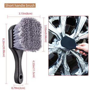 Nolimas 12Pcs Car Wheel & Tire Brush Kit,Including 17inch Long Wheel Brush,Short Handle Tire Brush,5pcs Detailing Brushes Kit & 3pcs Wire Brushes for Cleaning Car Wheels & Interior Exterior