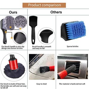 Nolimas 12Pcs Car Wheel & Tire Brush Kit,Including 17inch Long Wheel Brush,Short Handle Tire Brush,5pcs Detailing Brushes Kit & 3pcs Wire Brushes for Cleaning Car Wheels & Interior Exterior