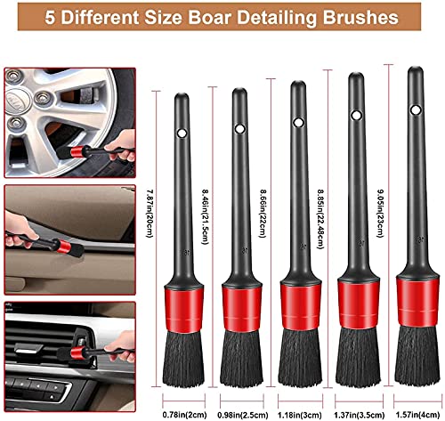 Nolimas 12Pcs Car Wheel & Tire Brush Kit,Including 17inch Long Wheel Brush,Short Handle Tire Brush,5pcs Detailing Brushes Kit & 3pcs Wire Brushes for Cleaning Car Wheels & Interior Exterior