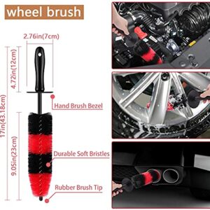 Nolimas 12Pcs Car Wheel & Tire Brush Kit,Including 17inch Long Wheel Brush,Short Handle Tire Brush,5pcs Detailing Brushes Kit & 3pcs Wire Brushes for Cleaning Car Wheels & Interior Exterior