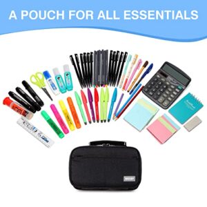 VASCHY Pencil Case, Large Pencil Pouch with Compartments for Middle School,Work,Office Pen Organizer Holder School Supply Black