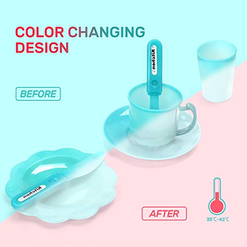 CUTE STONE Play Kitchen Sink Toys with Upgraded Real Faucet, Play Cooking Stove, Cookware Pot and Pan,Play Food, Color Changing Dishes Accessories for Boys Girls Toddlers